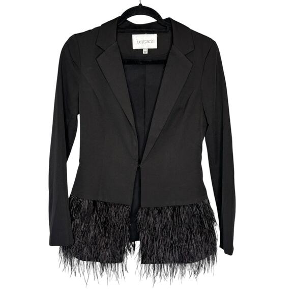 Lucy Paris | Jackets & Coats | Lucy Paris Feather Trim Blazer Black ...